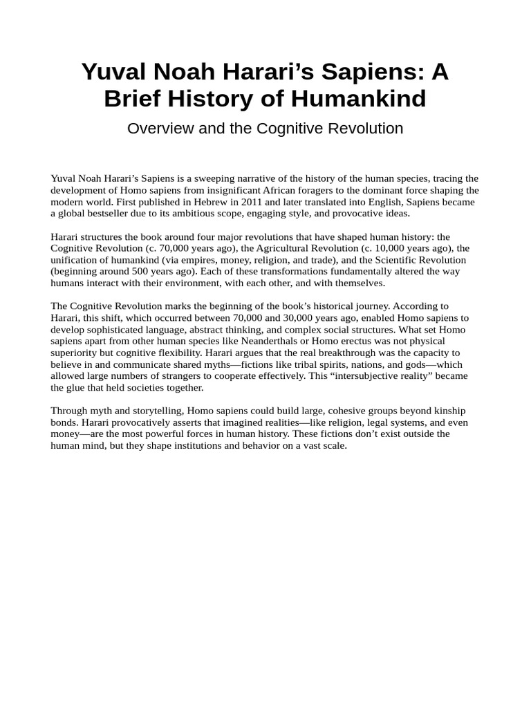 Chapter 1 - Harrari's Sapiens Overview | PDF