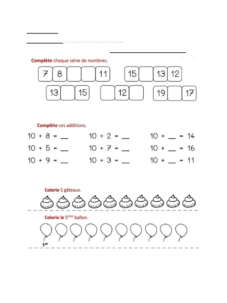 Maths : Exercices de la classe EB1 | PDF