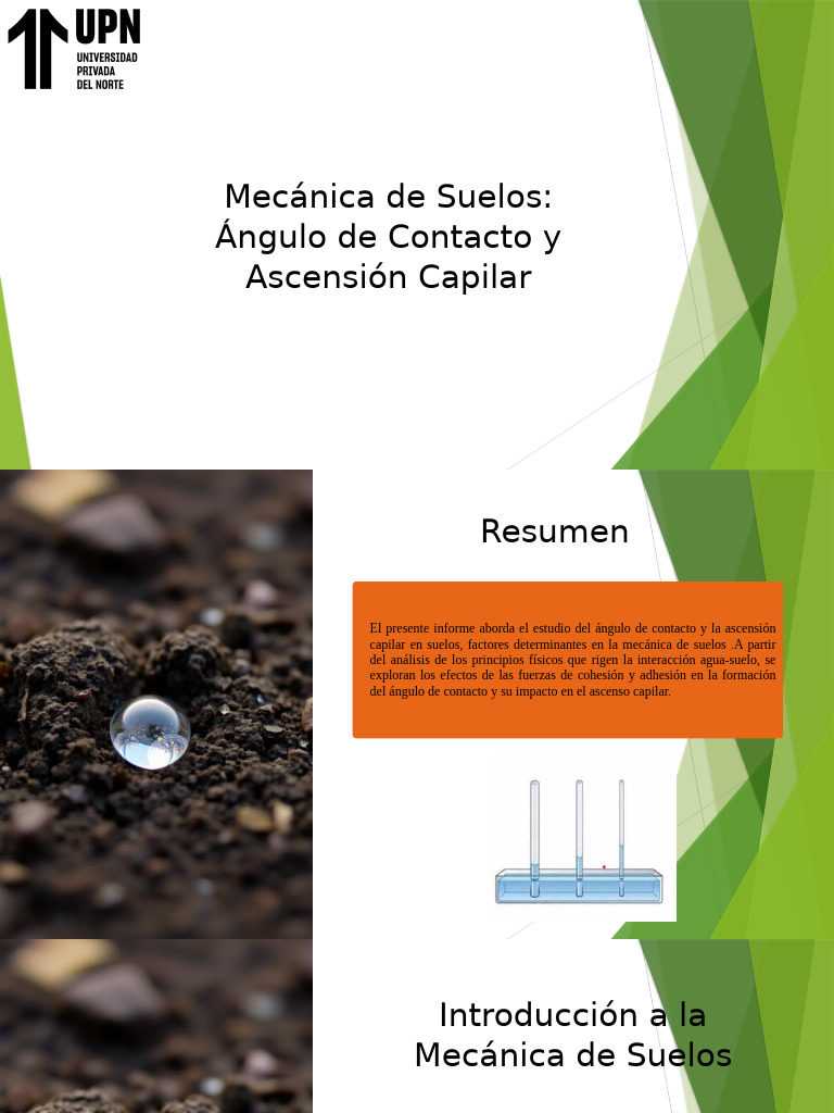 Mecanica de Suelos Angulo de Contacto y Ascension Capilar | PDF ...