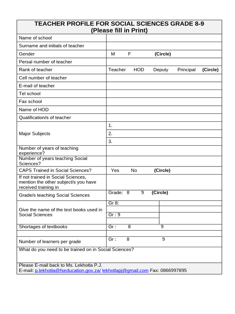 Teacher Profile Template | PDF