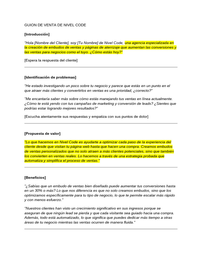 CLOSER GUION NIVEL CODE | PDF | Cliente