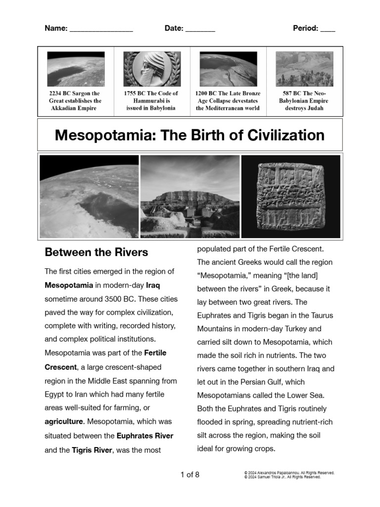 Mesopotamia Worksheet Black and White | PDF | Mesopotamia | Sumer