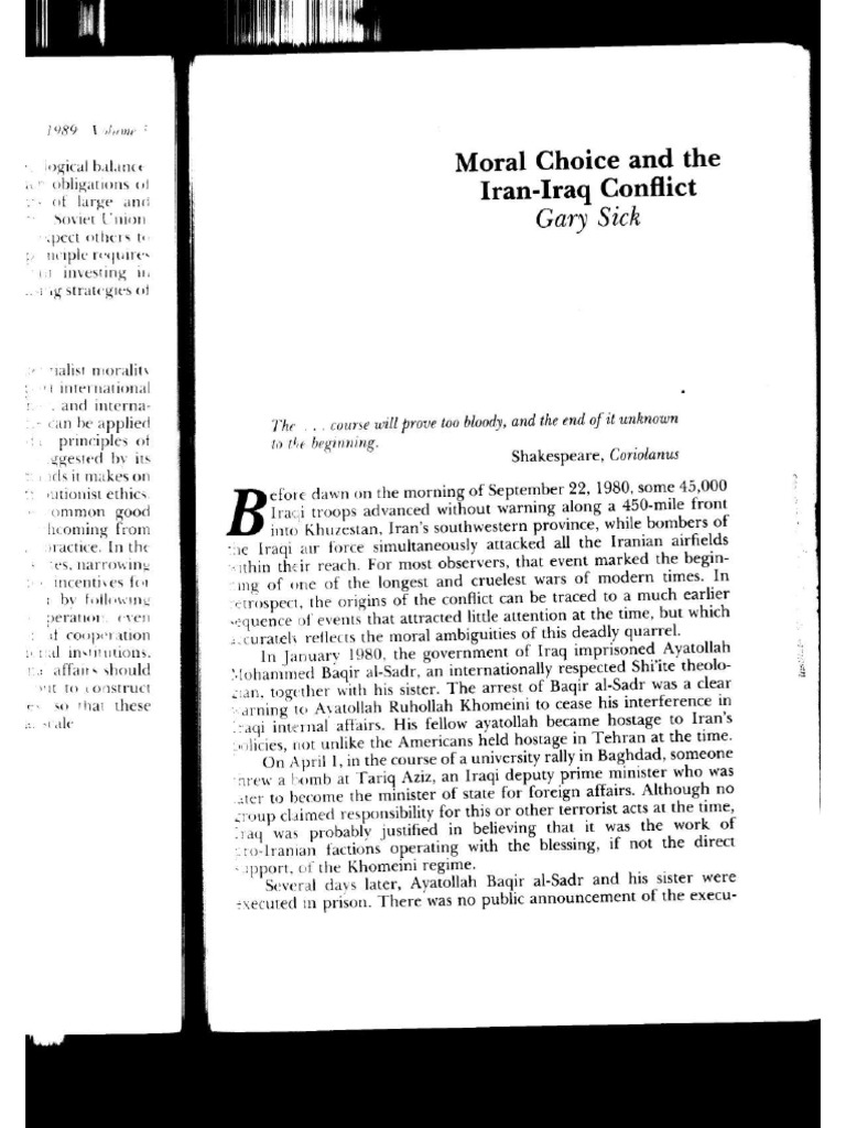 ÉPI - 4. SICK, GARY - Moral Choice and The Iran-Iraq Conflict (1989) | PDF