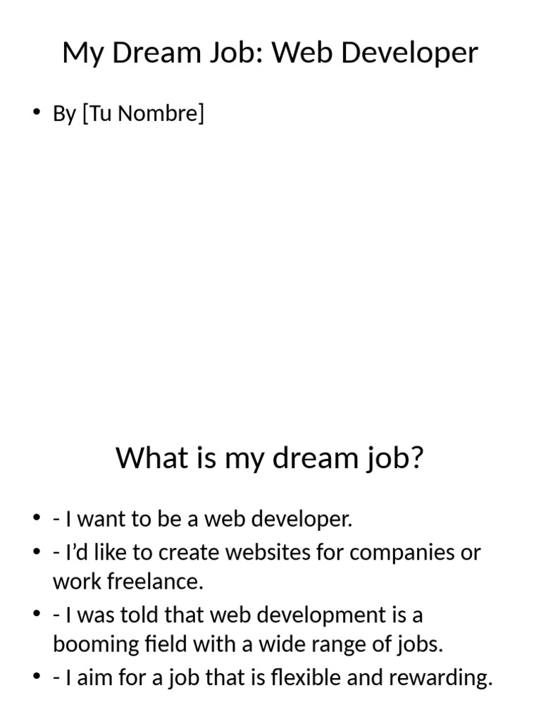 My Dream Job Presentation | PDF