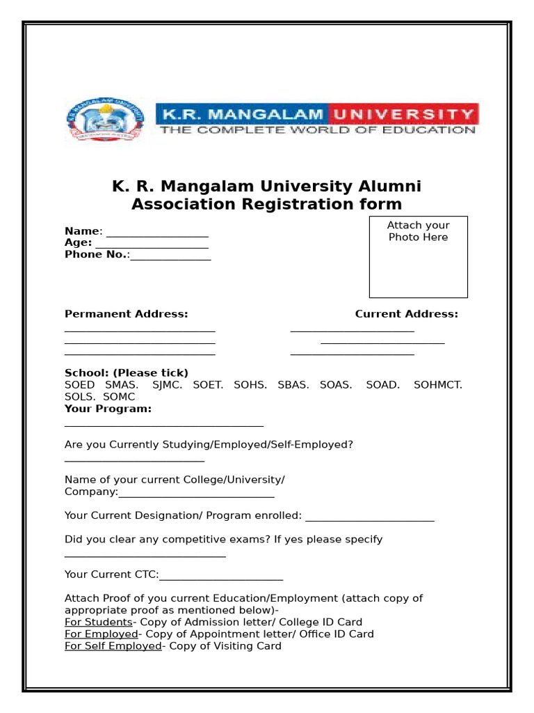 Alumni Registration Form | PDF