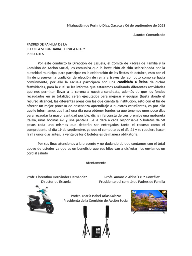 comunicado rifa | PDF