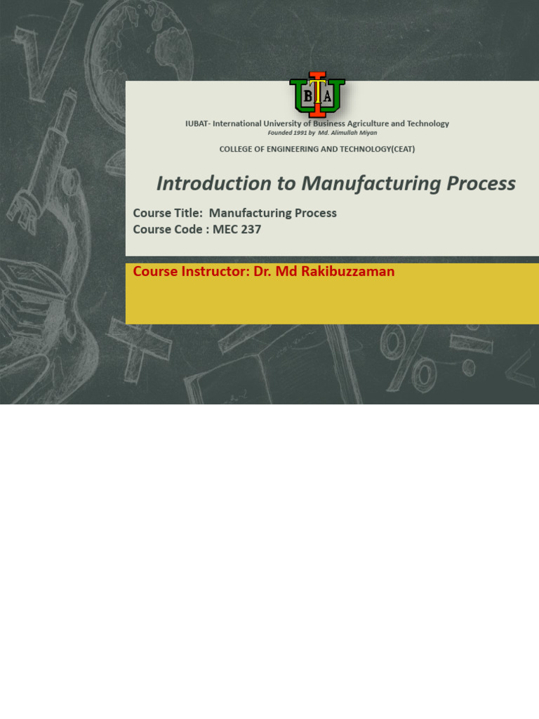 Lecture 1-2 - Introduction To Manufacturing Process | PDF | Metalworking | Computer Aided Design