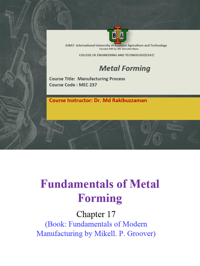 Lecture 9-10 Metal Forming | PDF | Deformation (Engineering) | Forging
