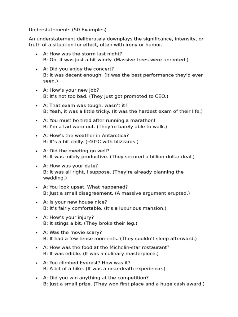 Understatements and Exaggerations | PDF