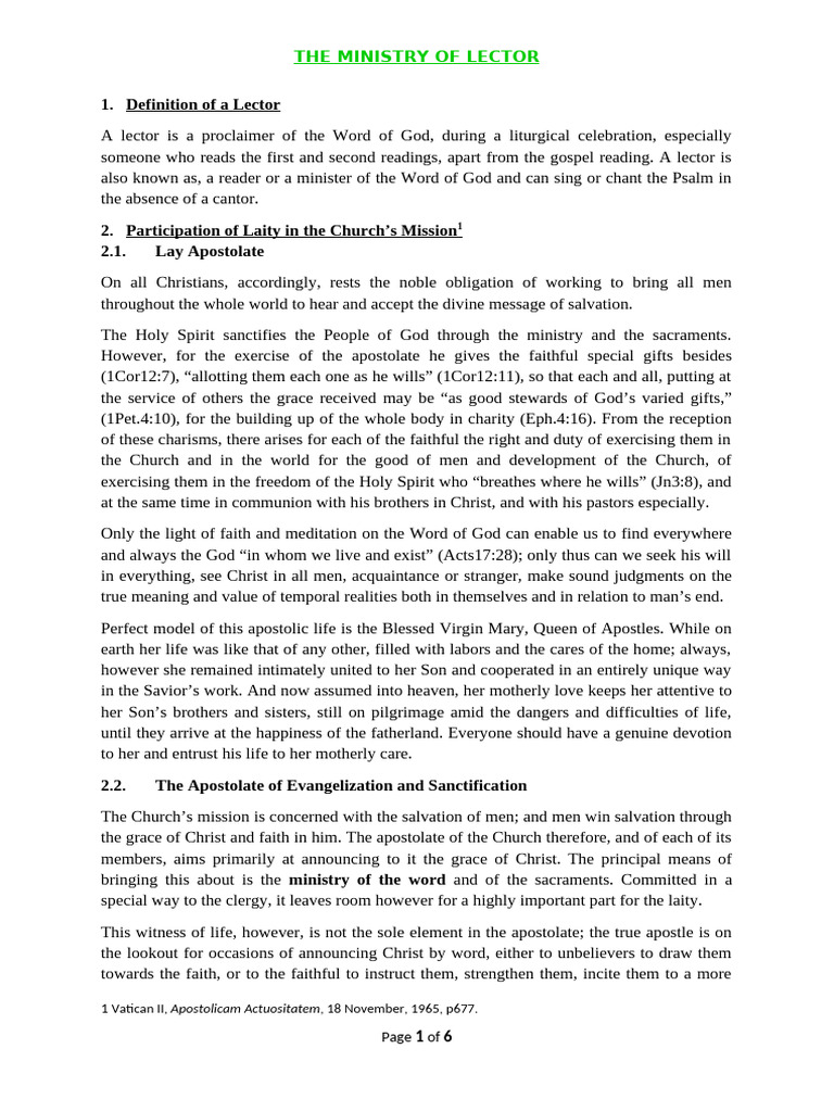 The Ministry of Lector Formation2 | PDF | Lectionary | Worship