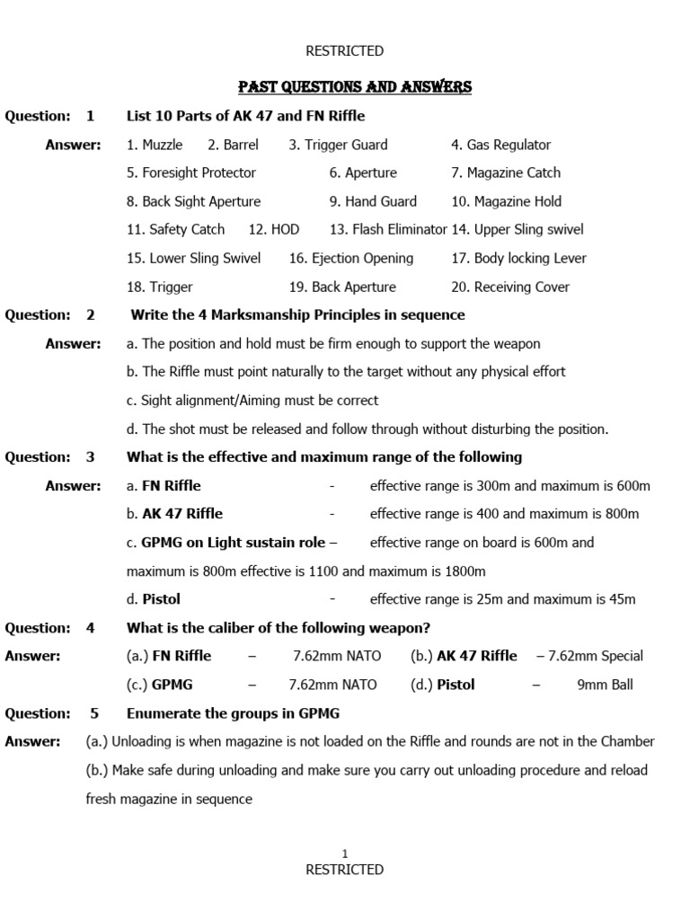 MILTARY PAST QUESTIONS FINAL COPY(1) | PDF | Platoon