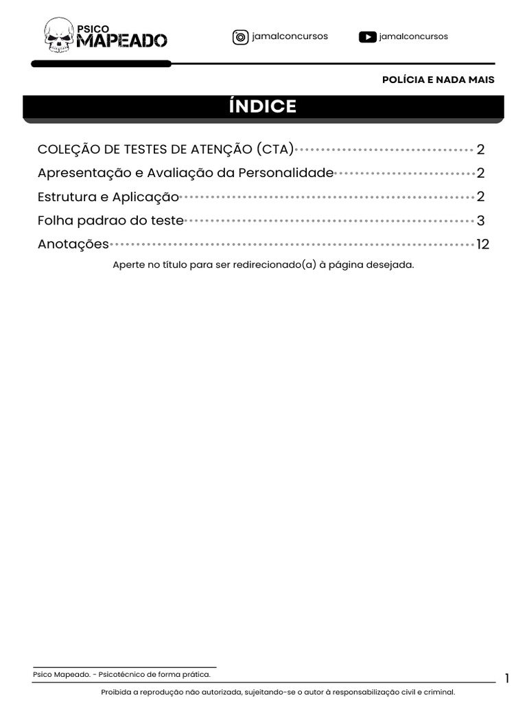 Coleção de Testes de Atenção (CTA) | PDF | Psicologia | Atenção