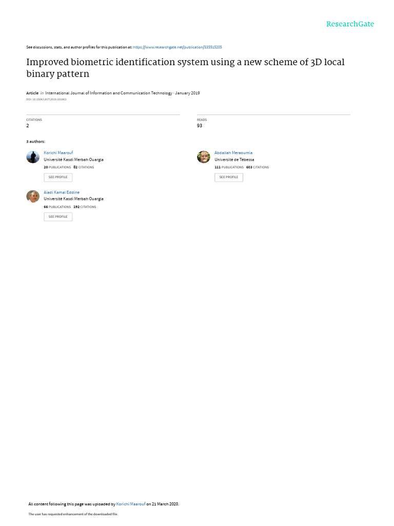 Ijict140404korichi 150104 | PDF | Biometrics | Fingerprint