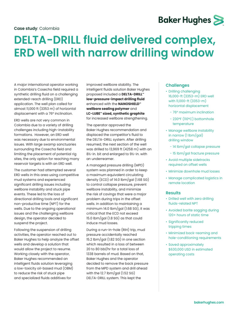 DELTA-DRILL Fluid Delivered Complex, ERD Well With Narrow Drilling Window | PDF | Oil Well ...