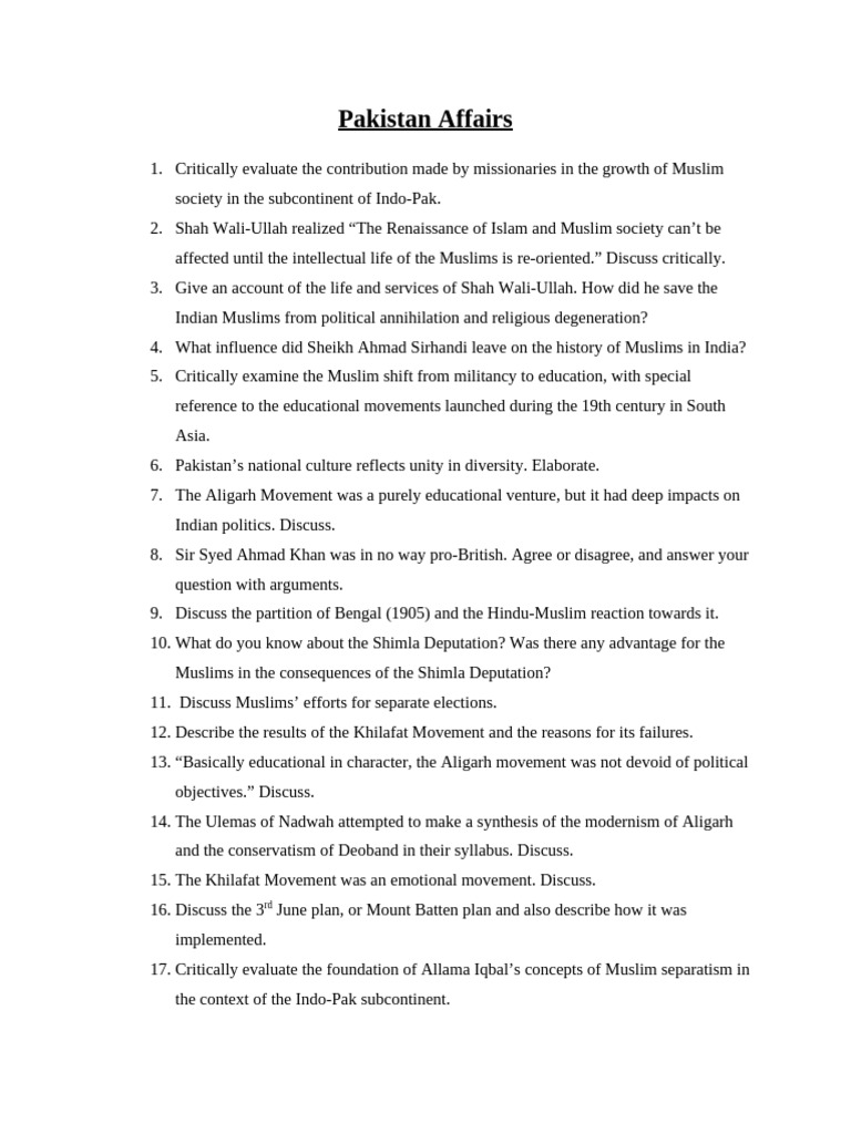 Key Issues in Pakistan's Historical Development | PDF | Pakistan ...