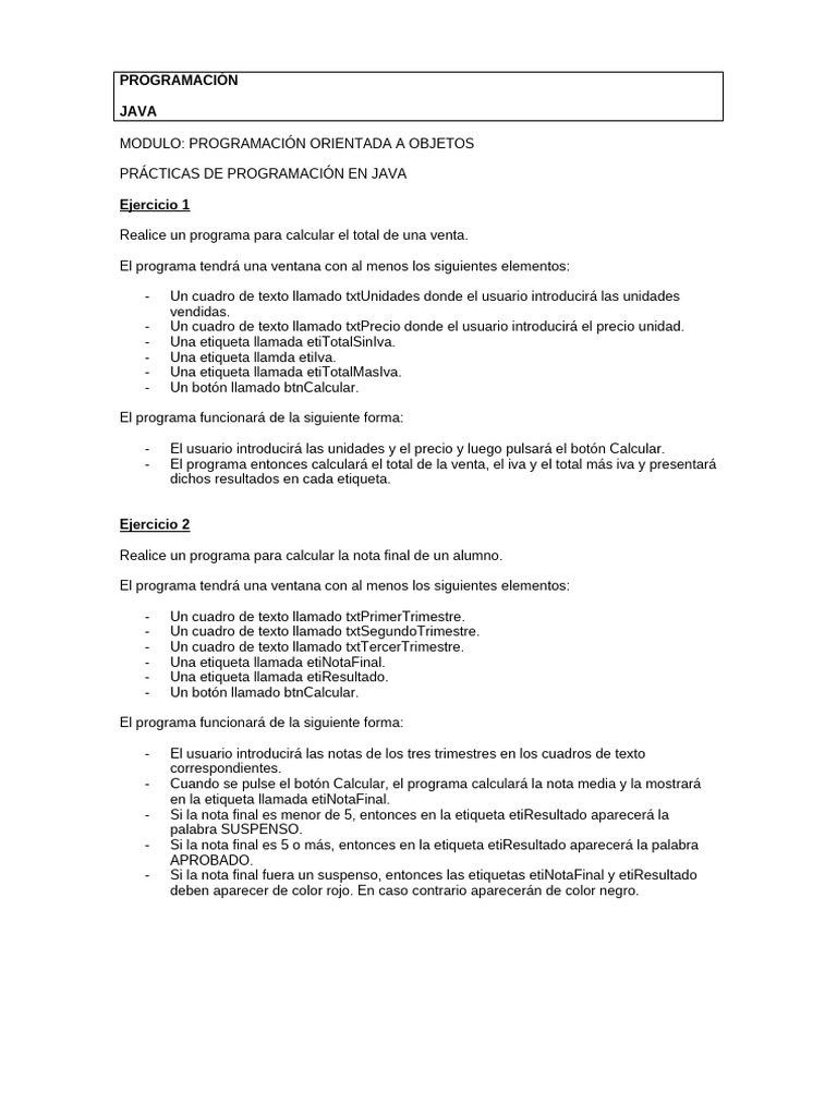 Ej Lenguaje Java 2 | PDF | Ventana (informática) | Exponenciación