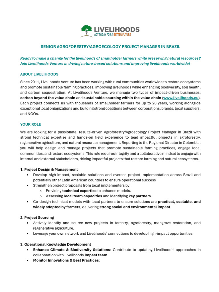 Senior Project Manager in Brazil | PDF | Sustainable Agriculture ...