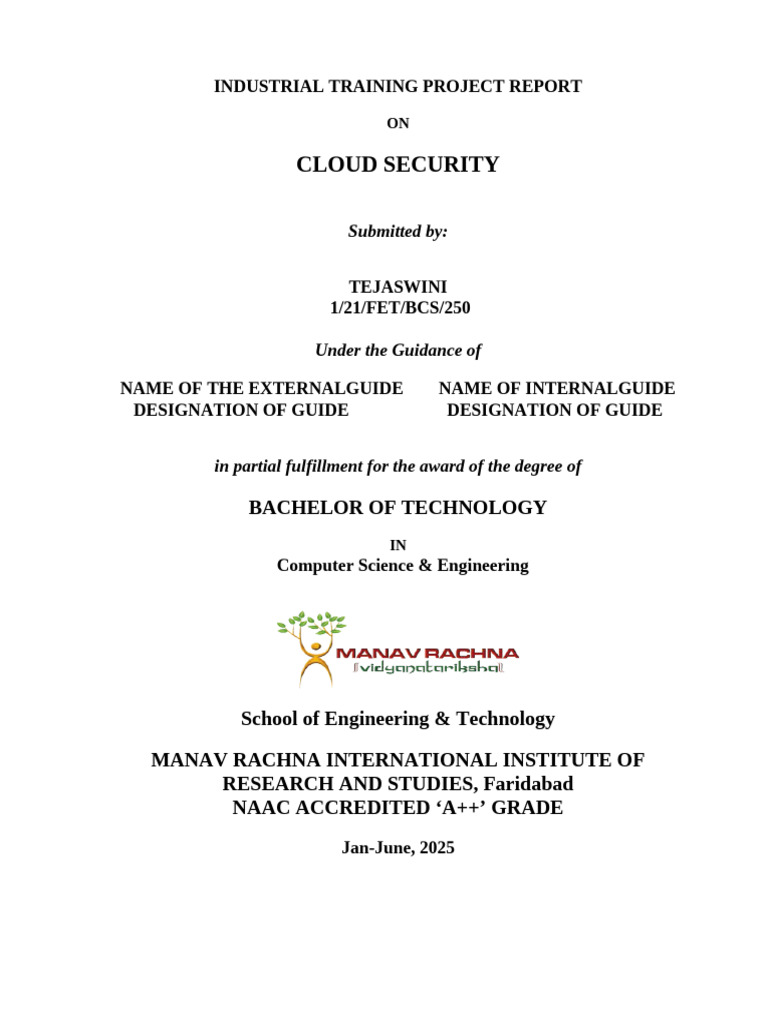 8th Sem Internship Report Tejas | PDF | Cloud Computing | Amazon Web ...