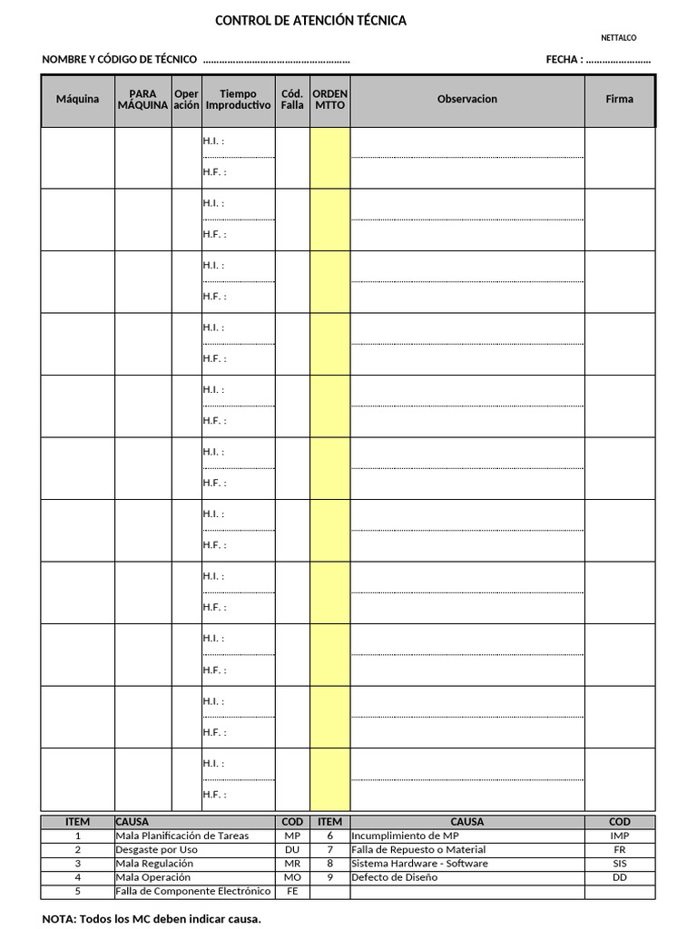 Formatos Control Diario | PDF