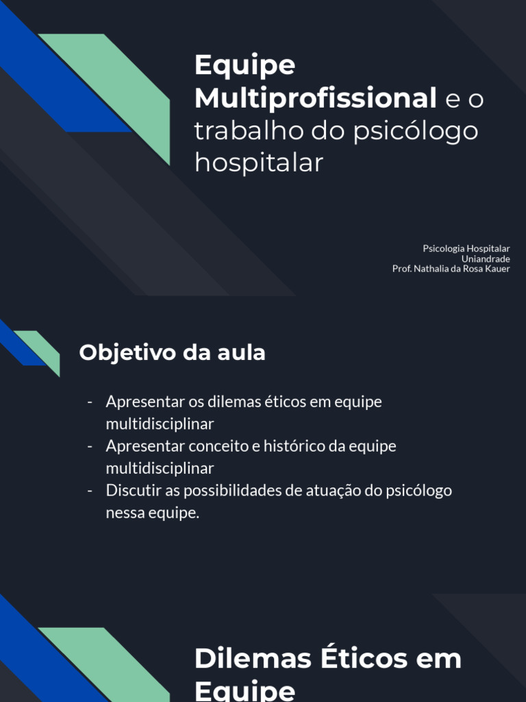 Equipe Multiprofissional e o Trabalho Do Psicólogo Hospitalar | PDF | Interdisciplinaridade ...