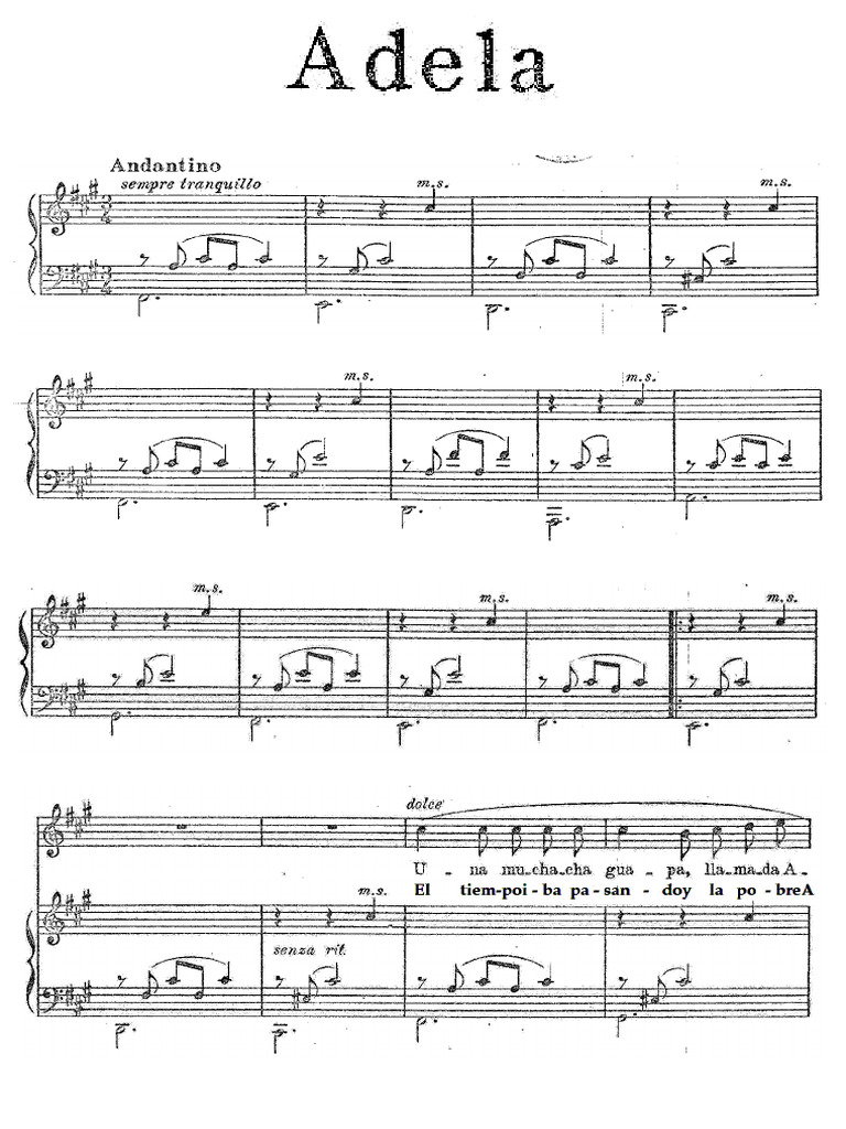 Partitura Voz y Piano - Adela - Joaquin Rodrigo | PDF
