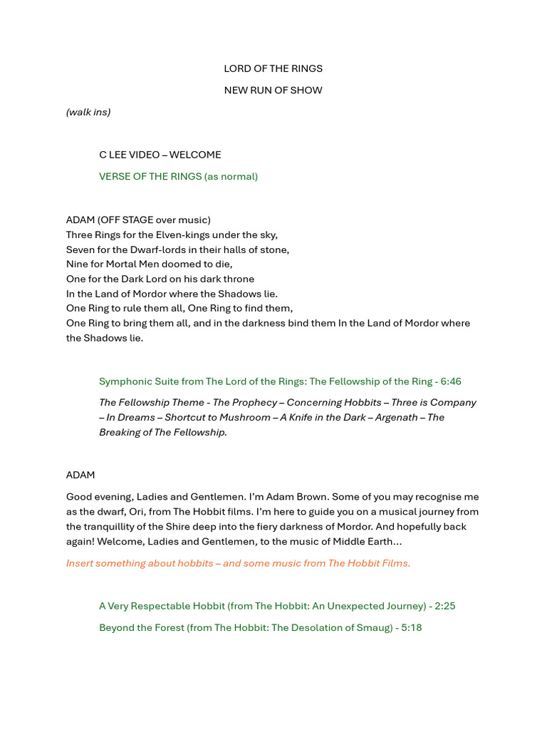 LOTR CF Show | PDF | The Lord Of The Rings | The Hobbit