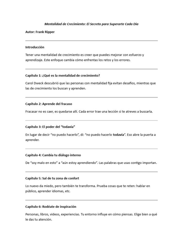 Mentalidad de Crecimiento: Superación Diaria | PDF