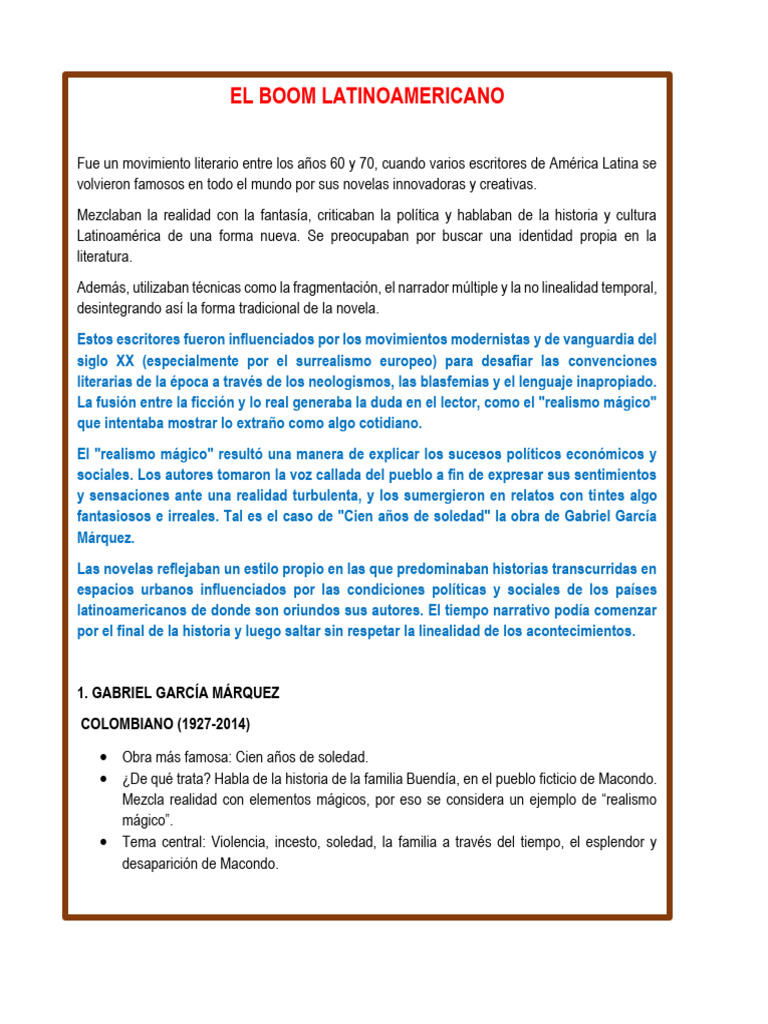Mapa Mental del Boom Latinoamericano | PDF