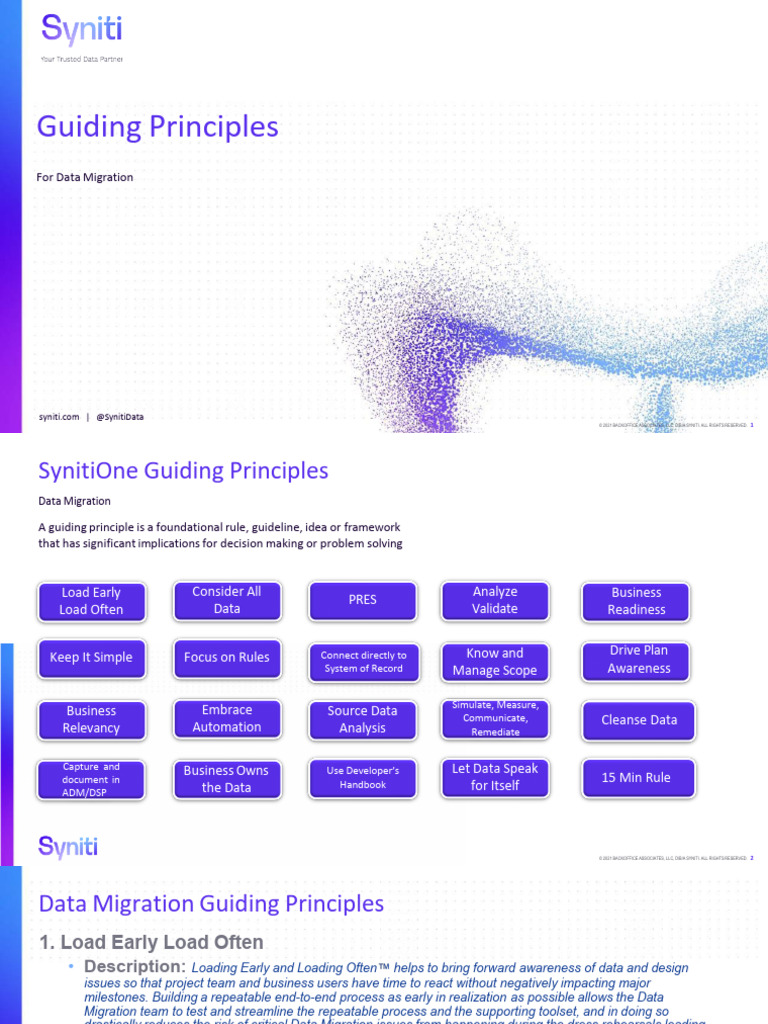 SynitiONE Migration Methodology Guiding Principles | PDF | Data | Enterprise Resource Planning