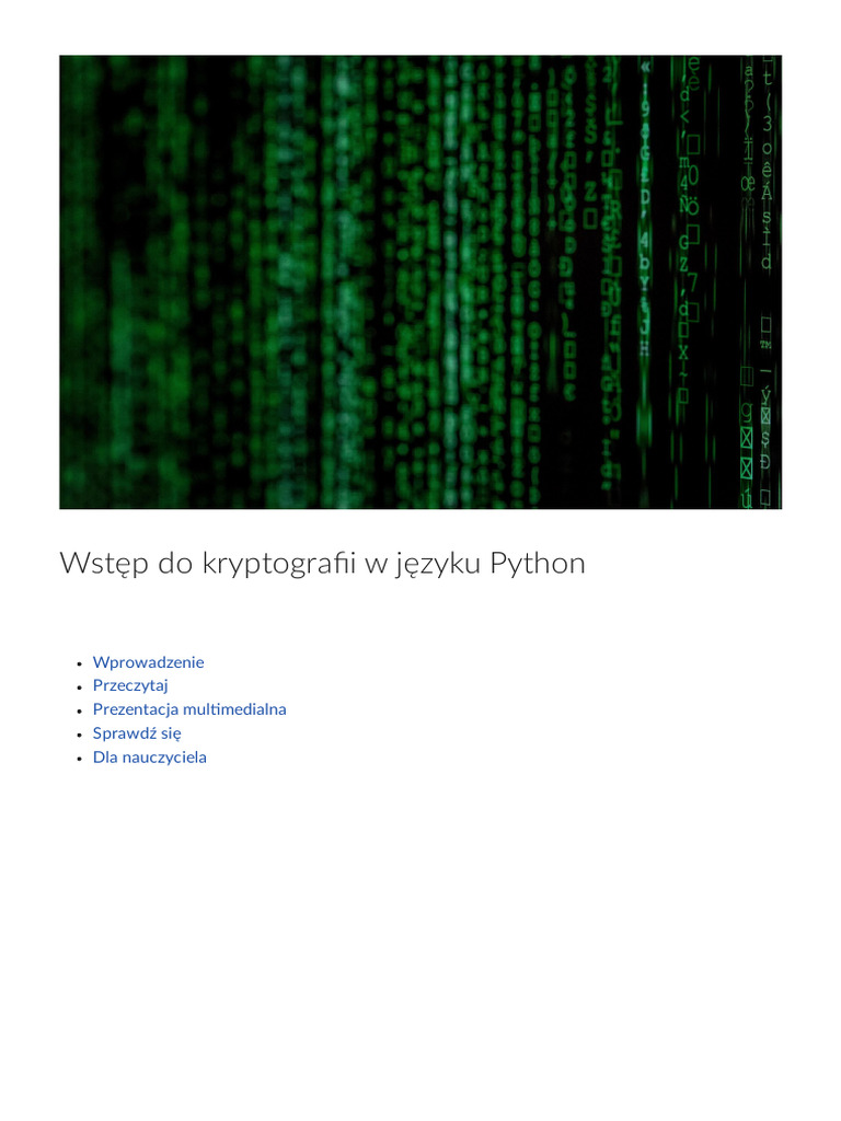 Wstep Do Kryptografii W Jezyku Python | PDF