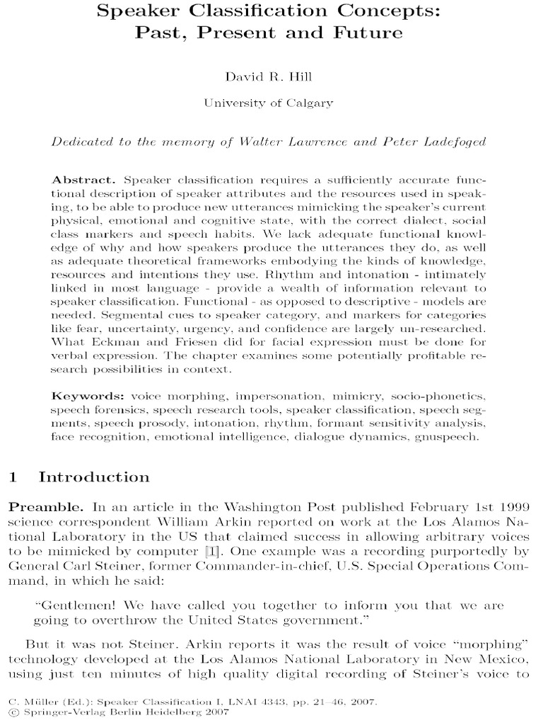 A2. Speaker Classification | PDF