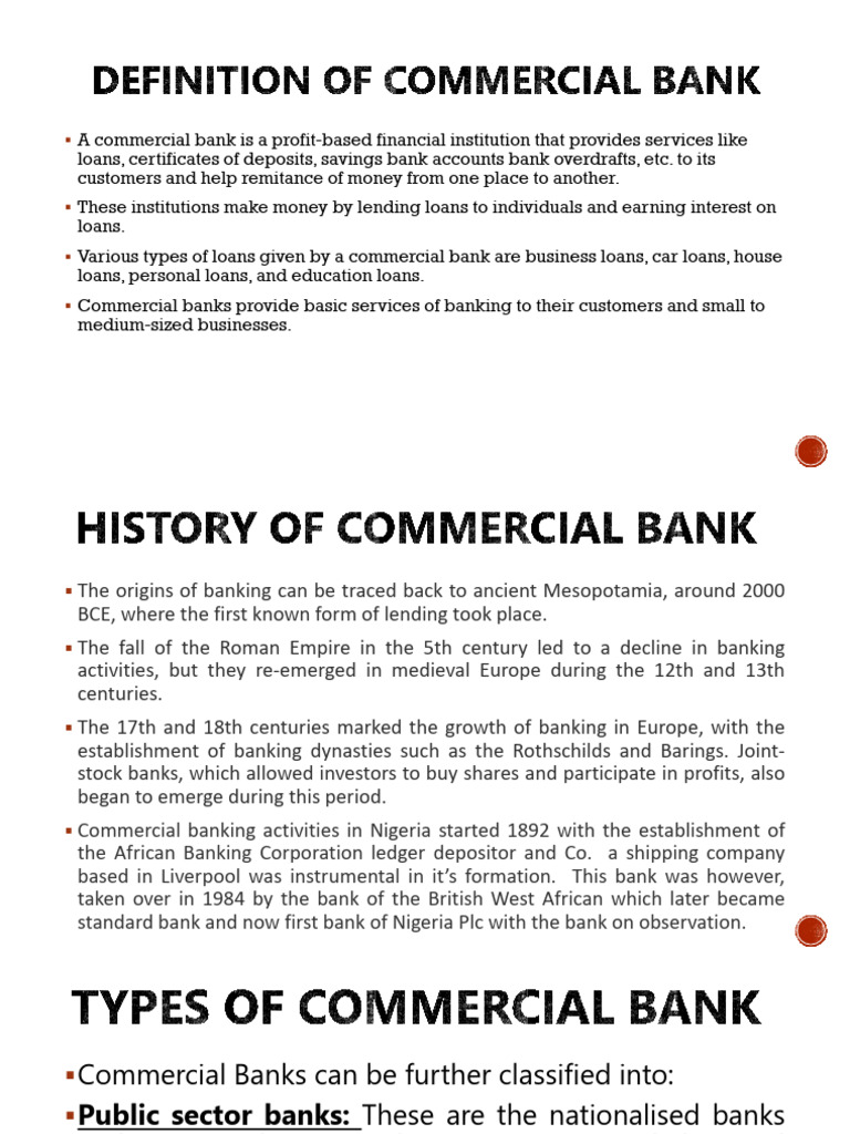 Definition of Commercial Bank | PDF | Banks | Deposit Account