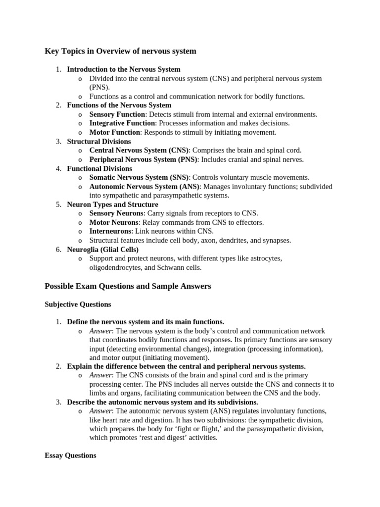 Neurophysiology Recap and Past Questions | PDF | Chemical Synapse ...
