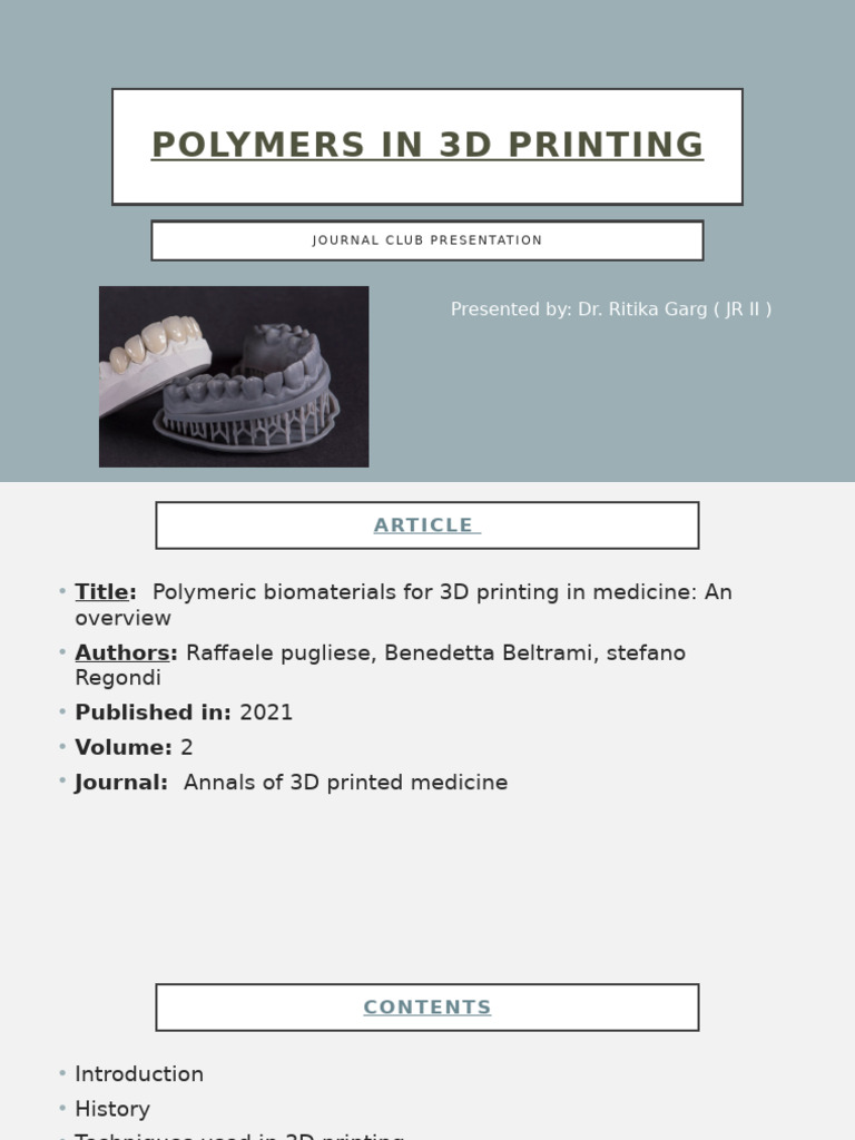 Polymers in 3D Printing | PDF | 3 D Printing | Polyurethane