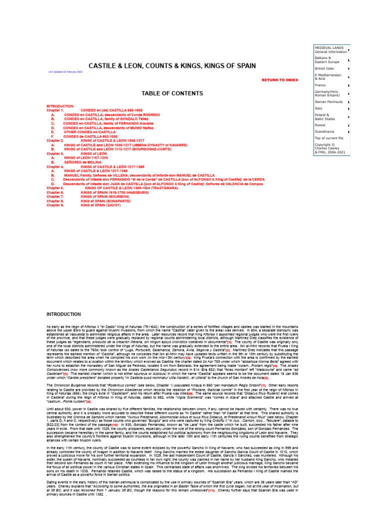 Iberian Peninsula Castile & Leon Counts & Kings Kings of Sspain ...