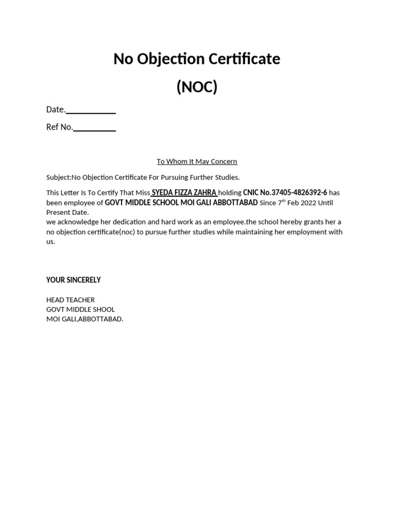 No Objection Certificate | PDF