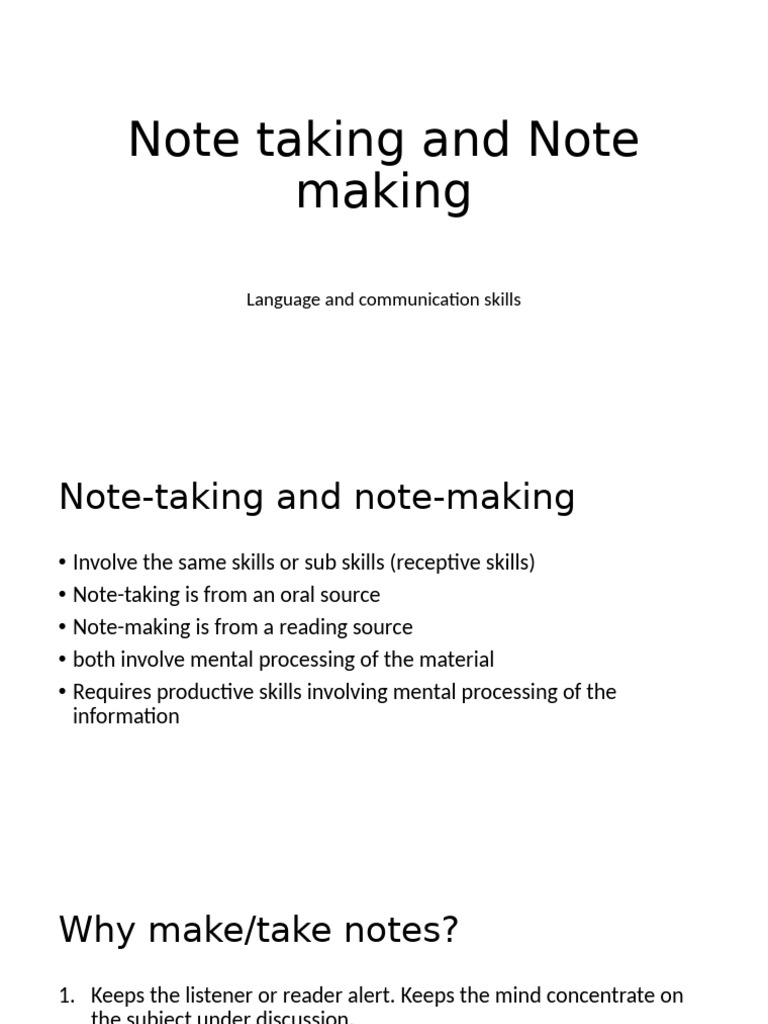 Note Taking and Note Making - 114700 | PDF | Mind | Idea