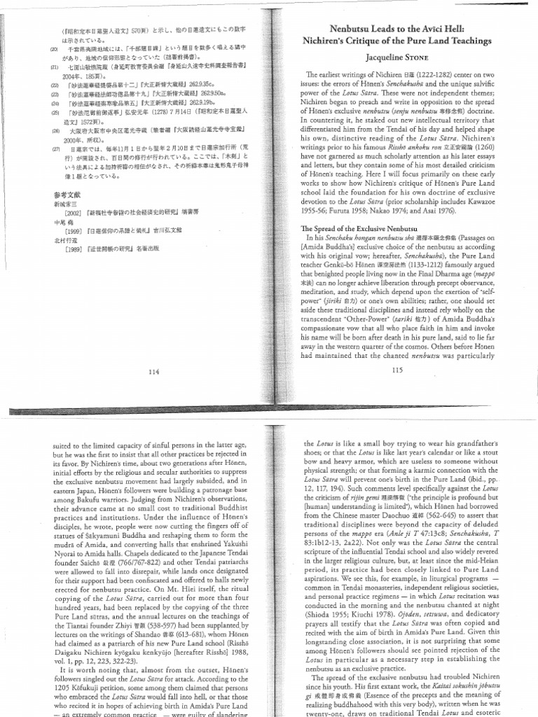 Nenbutsu Leads To The Avici Hell - Nichiren's Critique of The Pure Land ...