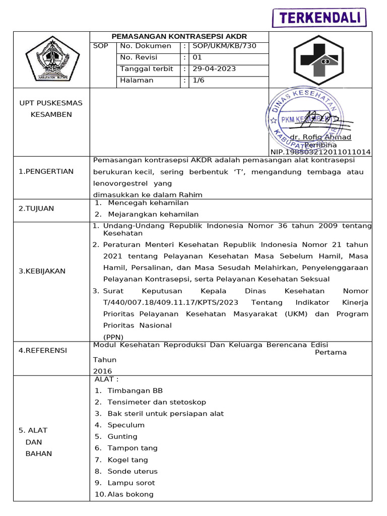 Panduan Pemasangan Kontrasepsi AKDR | PDF