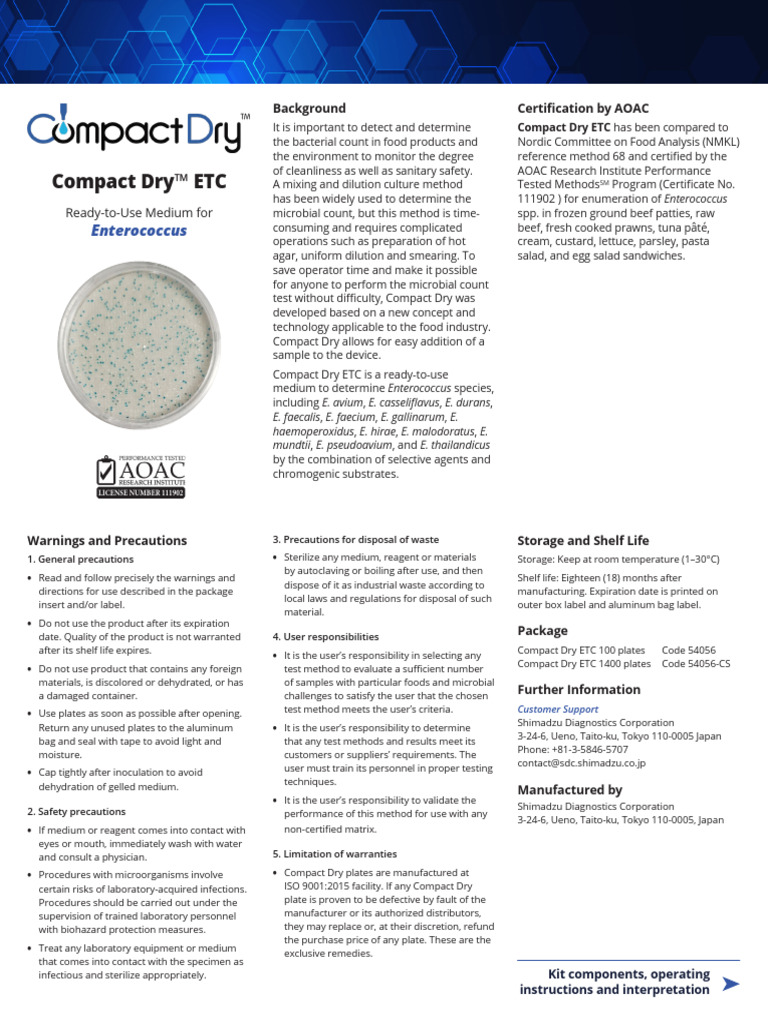 Compact Dry ETC for Enterococcus Testing | PDF | Shelf Life