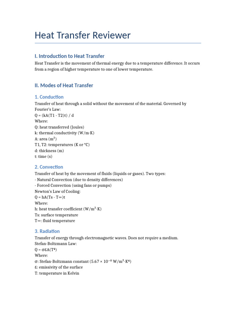 Heat Transfer Reviewer | PDF