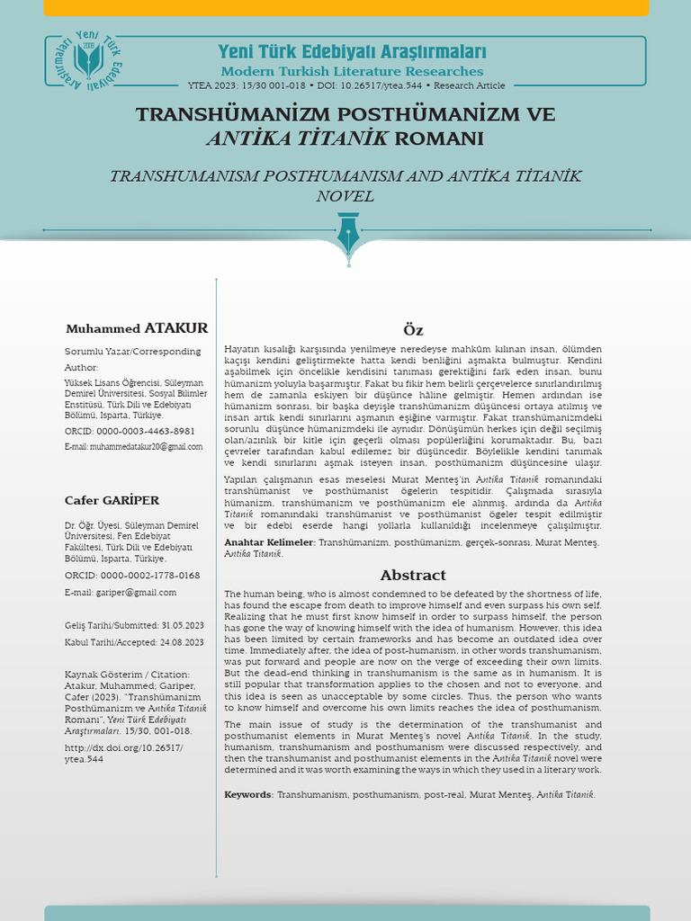 Posthumanism Antika Titanik | PDF | Postmodernism | Transhumanism