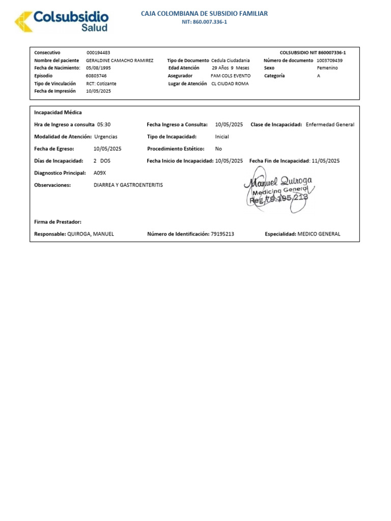 Colsusidio Geraldine Camacho | PDF