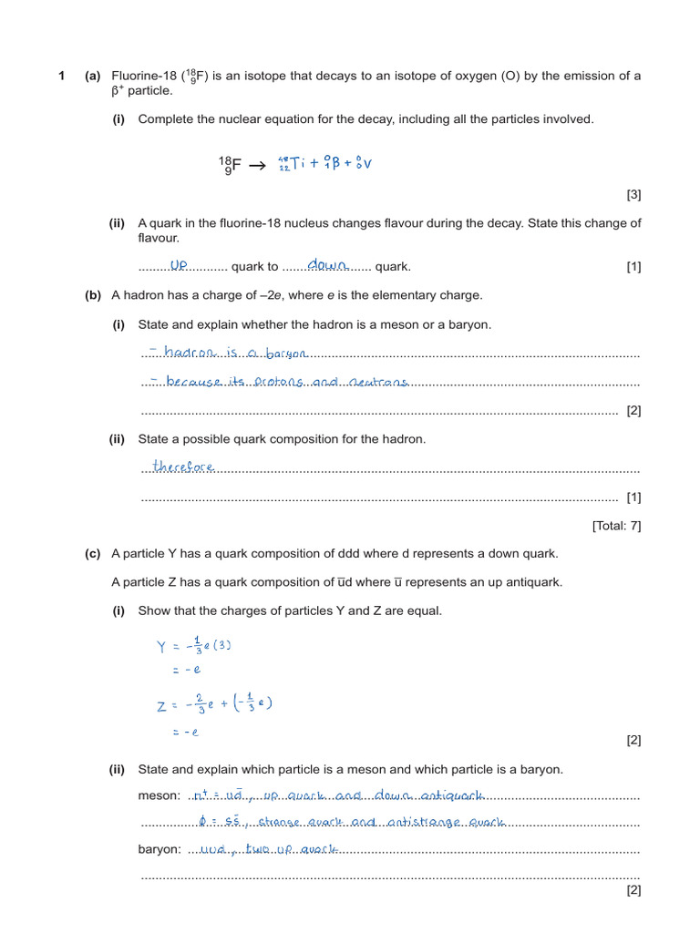 Fluorine-18 Decay and Quark Composition Analysis | PDF | Quark | Atomic ...