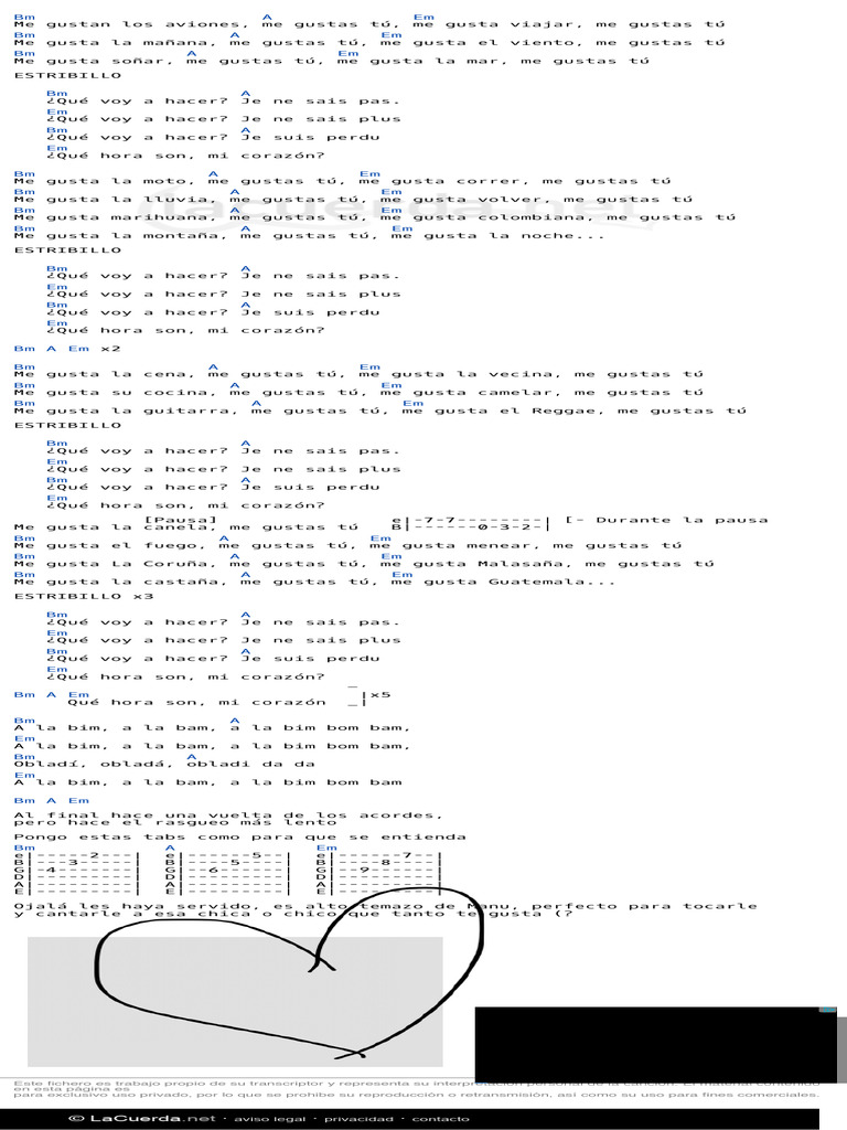 ME GUSTAS TU, Manu Chao Acordes 2 | PDF