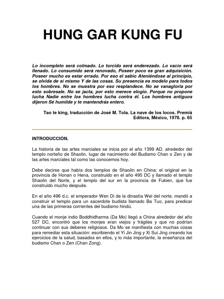 Hung Gar Story | PDF | Monasterio Shaolin | Wing Chun