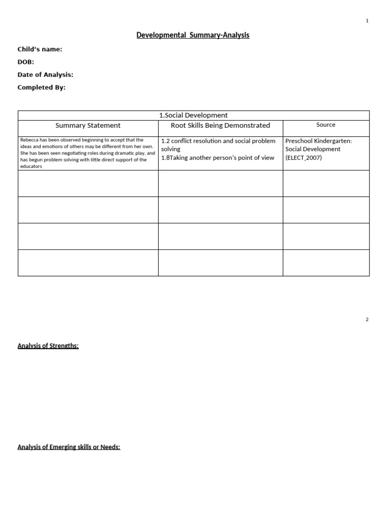 Developmental Analysis-Template | PDF | Developmental Psychology ...