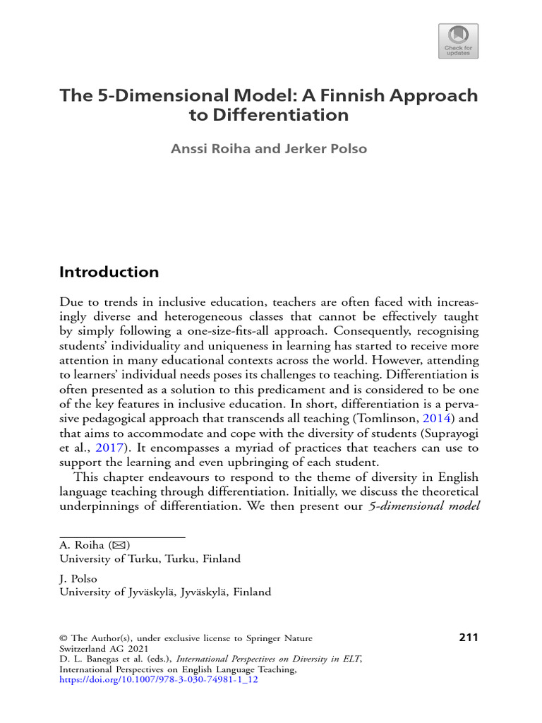 7.the 5-Dimensional Model: A Finnish Approach To Differentiation | PDF ...