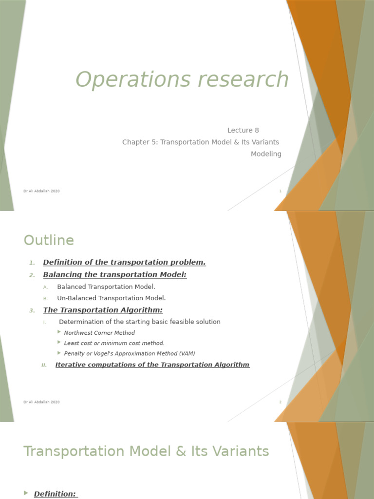 OR Slide 8_Chapter 5 Transportation (Modeling) | PDF | Mathematical Optimization | Applied ...
