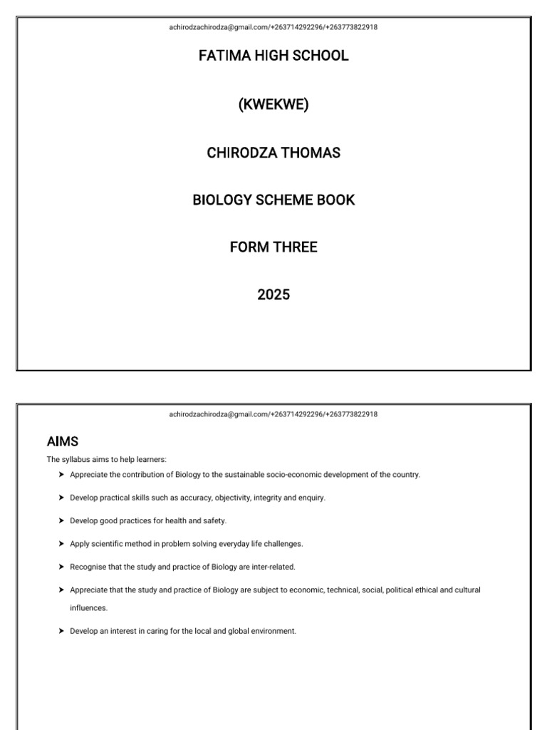 Biology Form 3 Term One Scheme 2025 | PDF | Foods | Scientific Method
